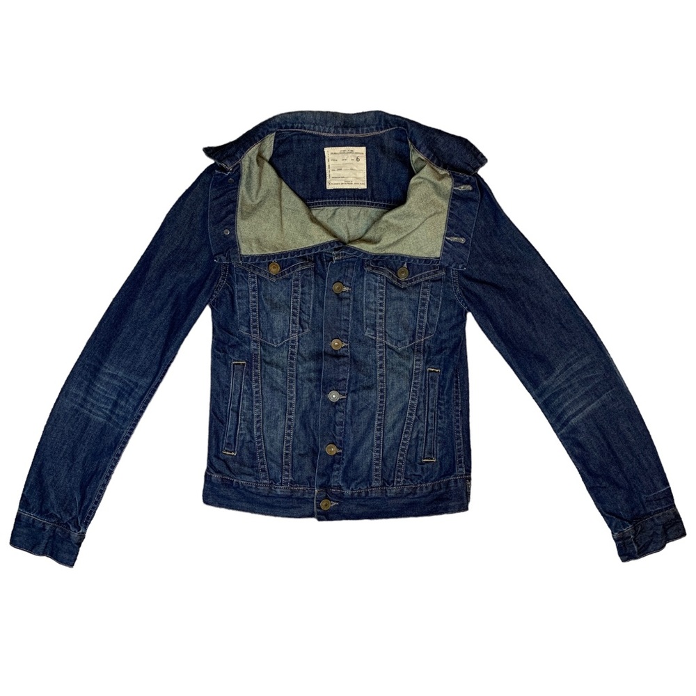 All Saints Kay Fold Down Collar Denim Jean Jacket - Gem